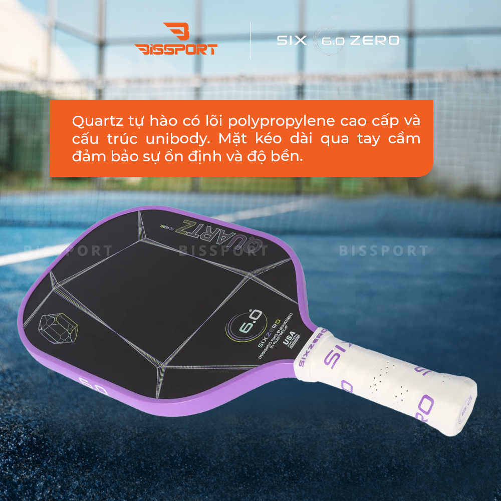 Vợt Pickleball Six Zero Quartz Chính Hãng Đen Viền Vàng - Lõi Composite ...