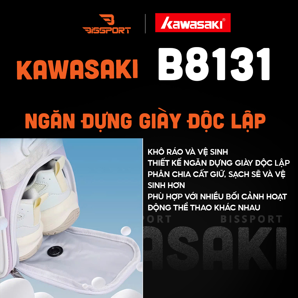 Túi Cầu Lông Kawasaki B8131 Trắng Hồng Chính Hãng - Có Ngăn Giày Riêng ...