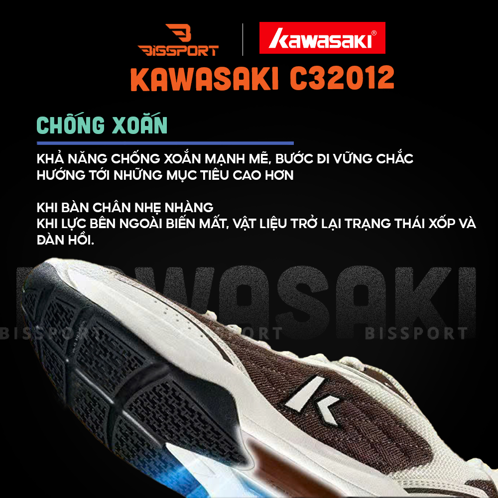 Giày Cầu Lông Kawasaki C32012 Chính Hãng - Trắng Xanh - Chống Chấn Tốt ...