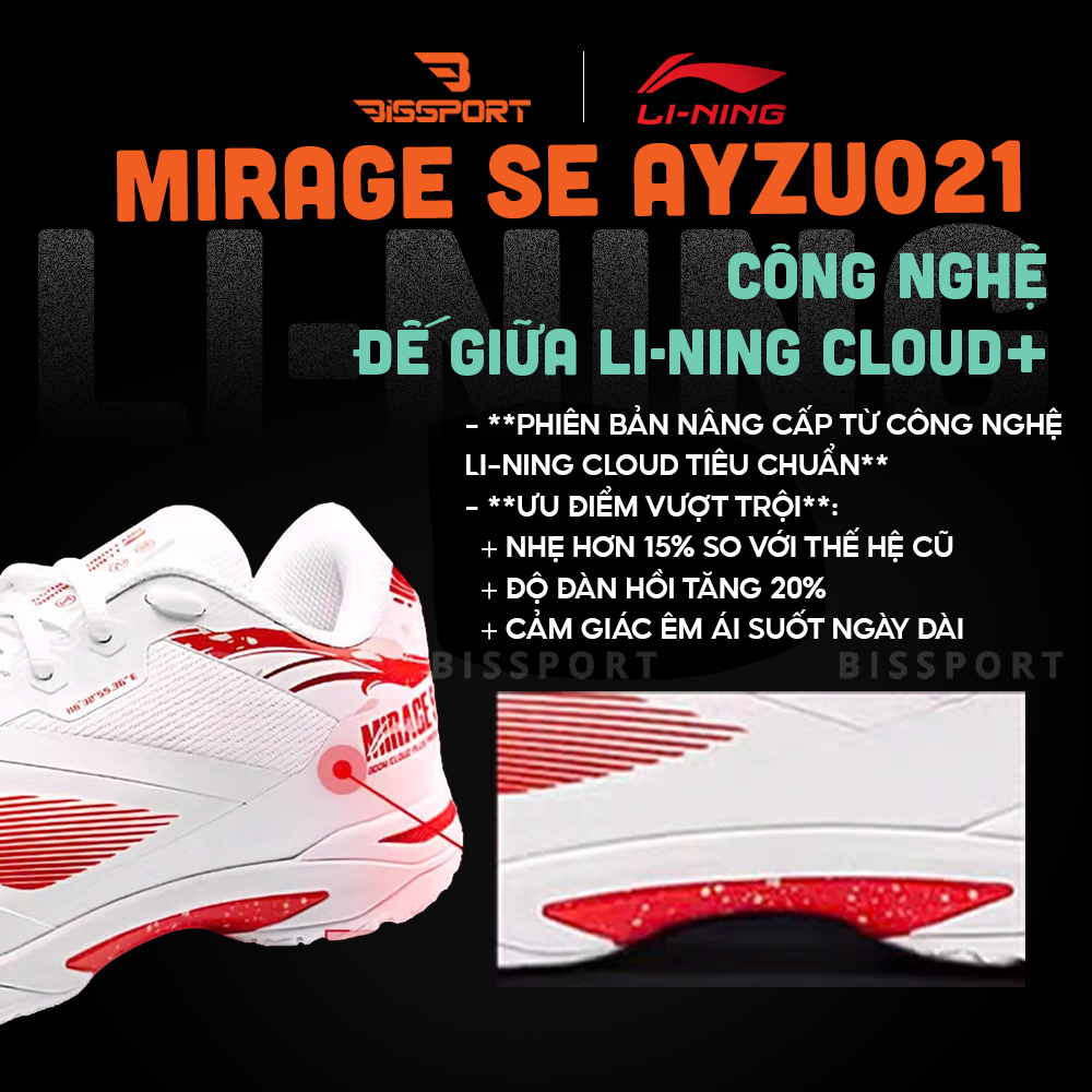 Giày Cầu Lông Lining Mirage SE AYZU02 Chính Hãng - Màu Trắng Đỏ - Êm Ái ...