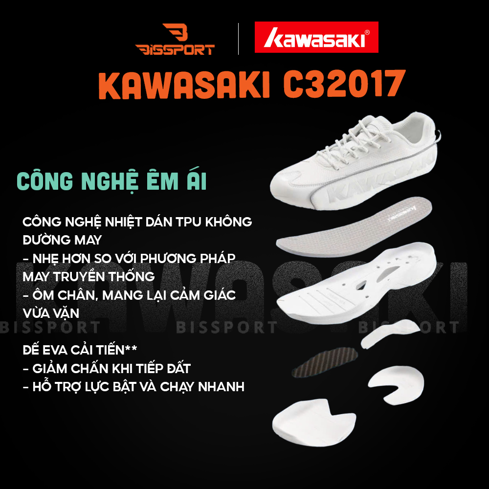 Giày Cầu Lông Kawasaki C32017 Chính Hãng - Màu Trắng - Bền Bỉ - Thoáng ...