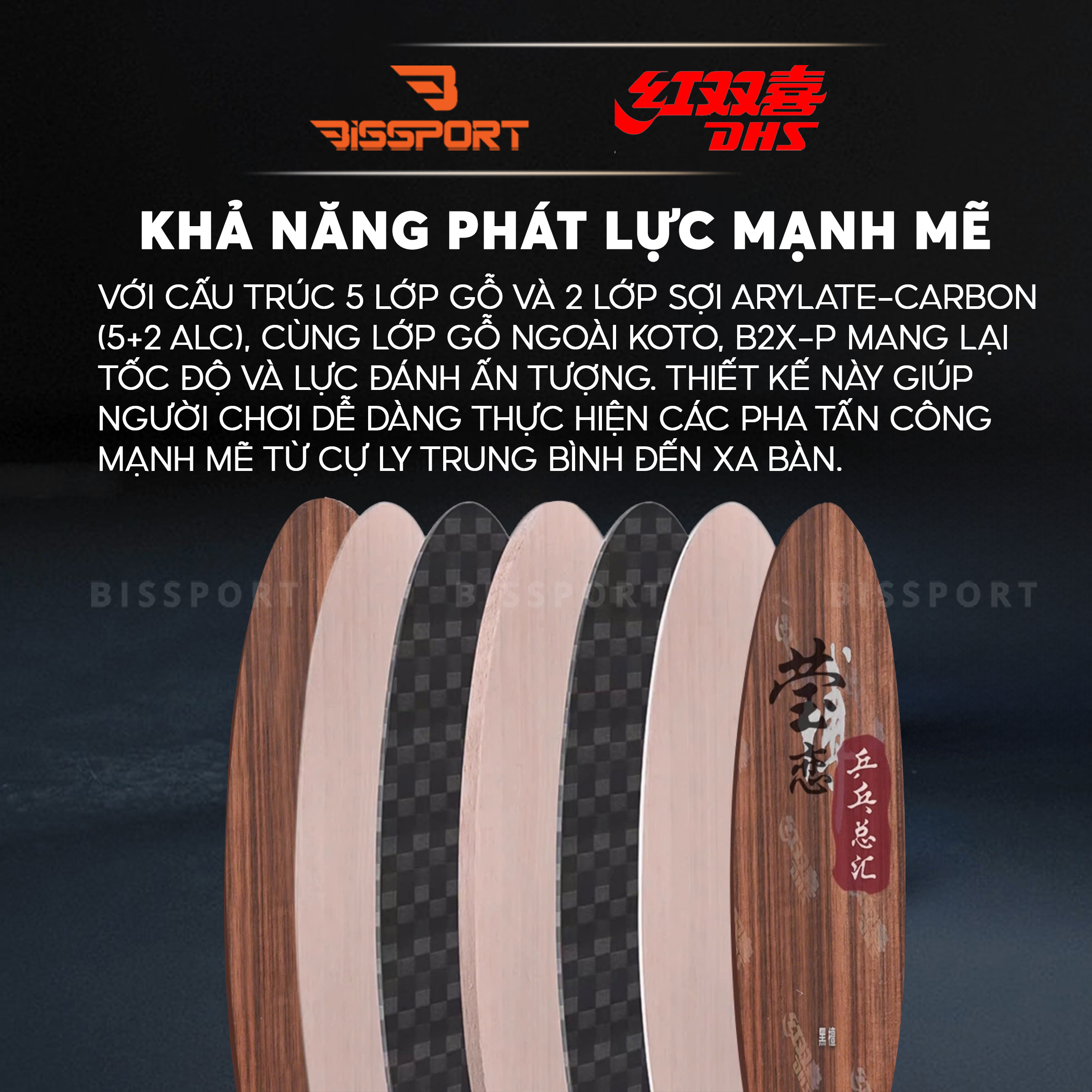 Cốt Vợt Bóng Bàn DHS Fangbo B2X-P Chính Hãng - 5 Lớp Gỗ + 2 Lớp Sợi ...