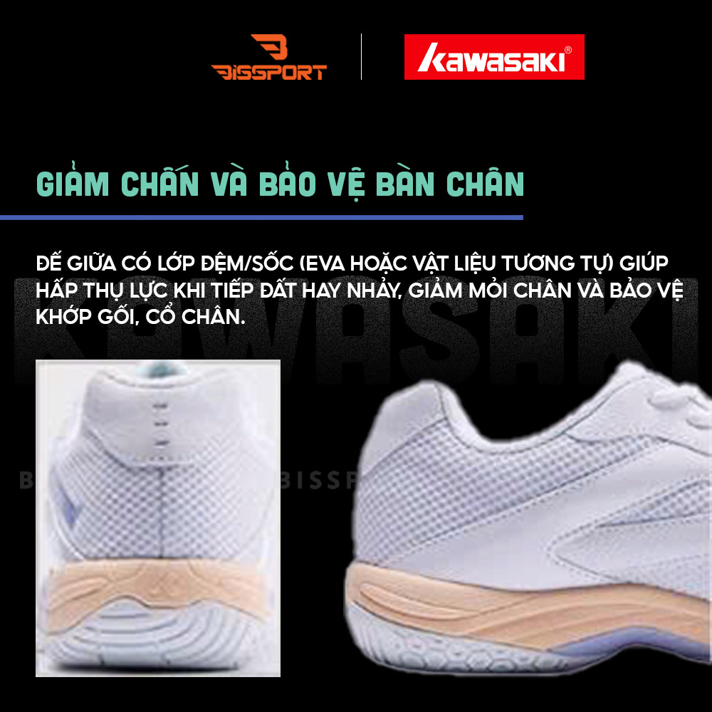 Giày Cầu Lông Kawasaki A3318 Trắng Tím Chính Hãng – Nhẹ, Êm, Bám Sân ...